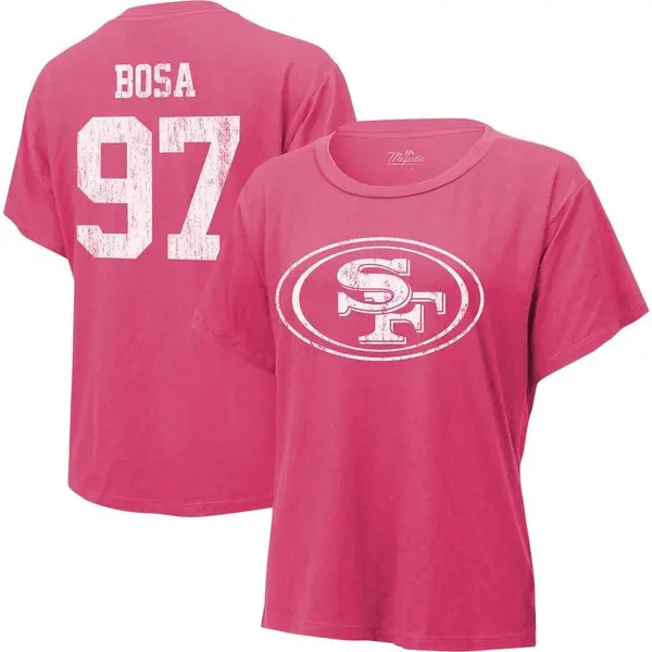 MAJESTIC THREADS Nick Bosa San Francisco 49ers Name & Number T-shirt - Pink