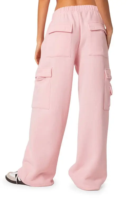 EDIKTED Wide Leg Cargo Sweatpants - Pink