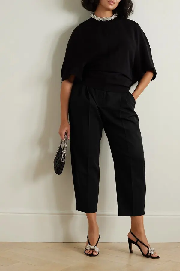 Stella McCartney - Cropped Pleated Wool-Blend Tapered Trousers
