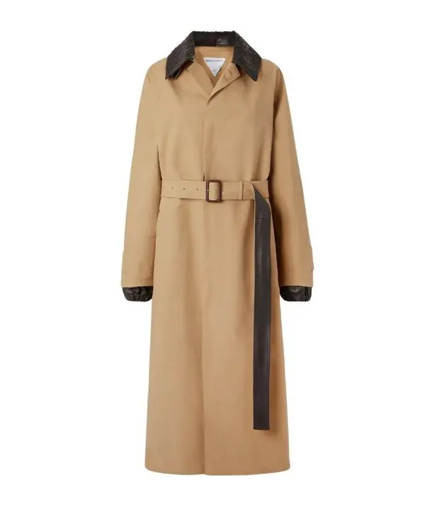 Bottega Veneta Leather-trimmed Trench Coat - Neutrals