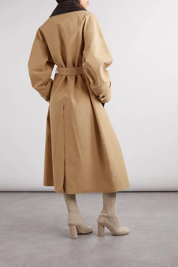Bottega Veneta Leather-trimmed Trench Coat - Neutrals