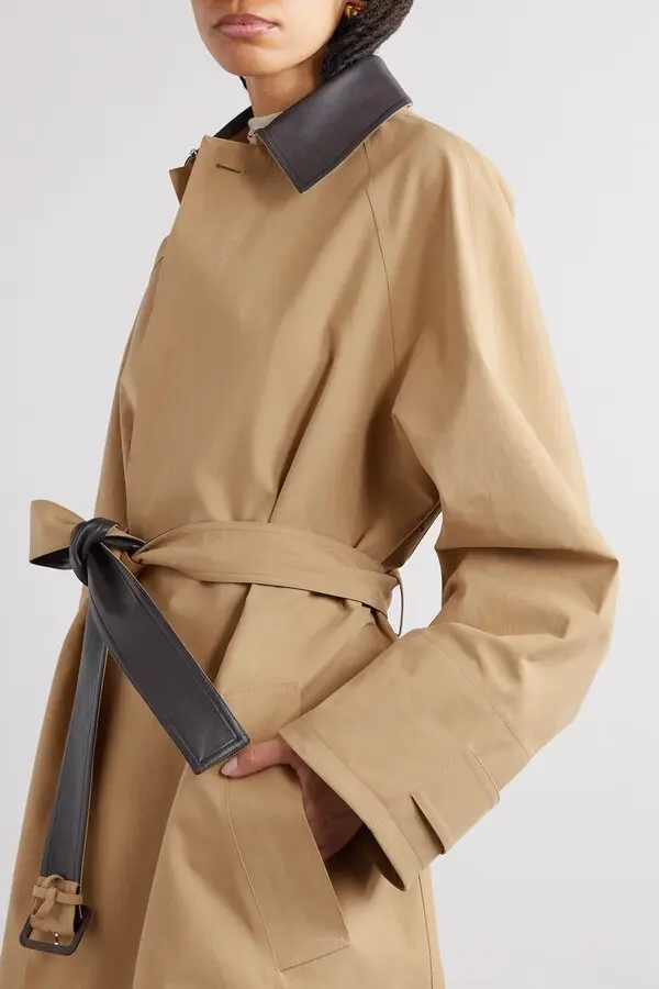 Bottega Veneta Leather-trimmed Trench Coat - Neutrals