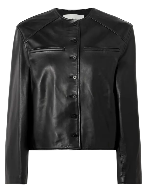 Loulou De Saison Net Sustain Brize Cropped Leather Jacket