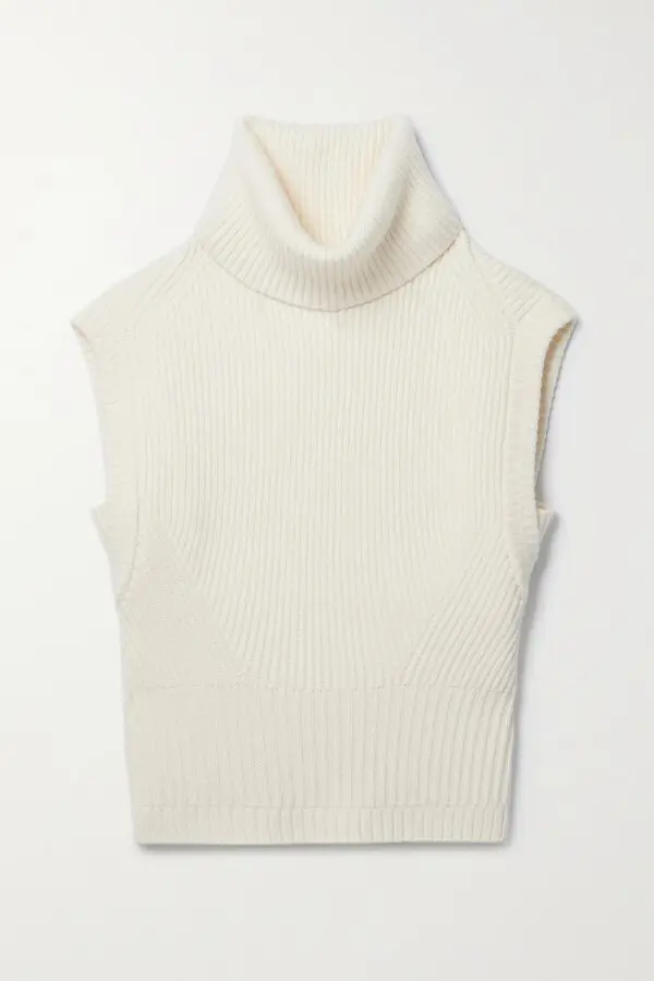 Simkhai Maple Ribbed Wool And Cashmere-blend Turtleneck Top