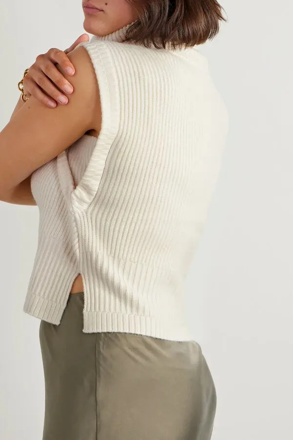 Simkhai Maple Ribbed Wool And Cashmere-blend Turtleneck Top