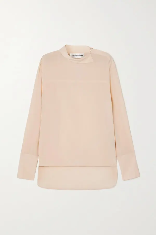 Victoria Beckham Asymmetric Silk-chiffon Blouse