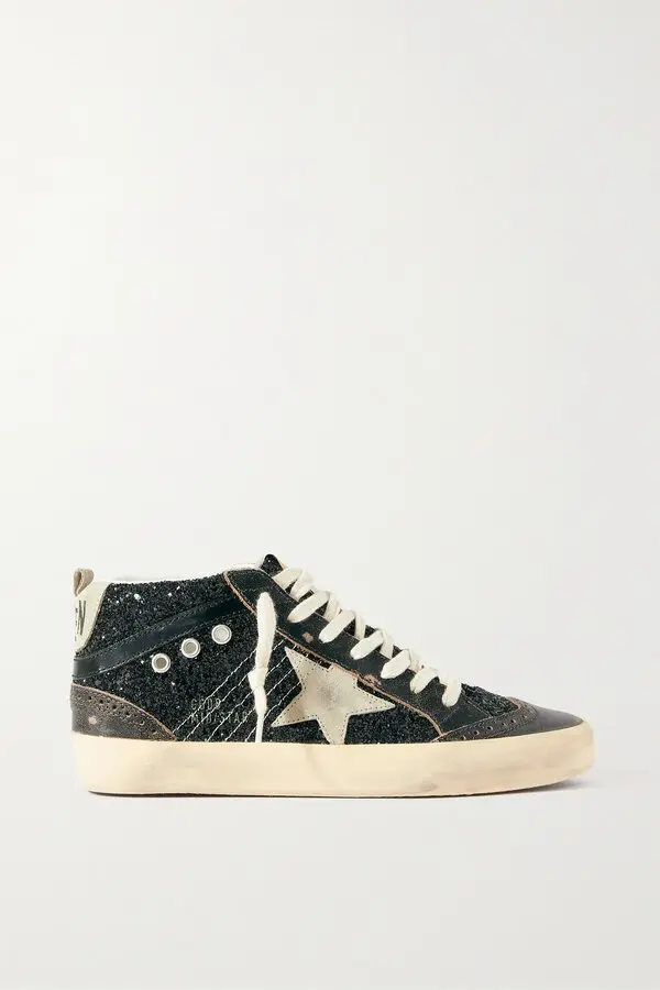 GOLDEN GOOSE Mid Star Distressed Sneakers - Black