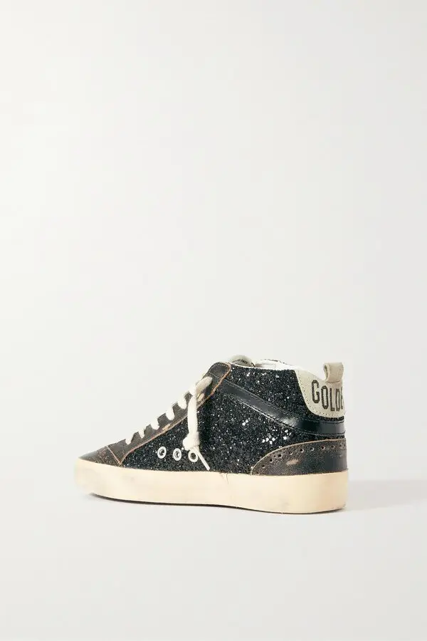 GOLDEN GOOSE Mid Star Distressed Sneakers - Black