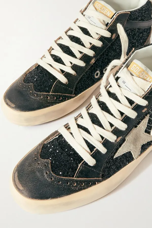 GOLDEN GOOSE Mid Star Distressed Sneakers - Black