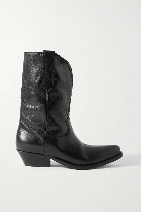 golden goose - Golden Goose Low Wish Star Textured-leather Cowboy Boots
