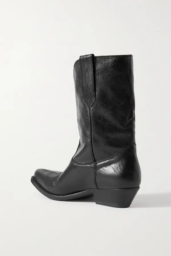 golden goose - Golden Goose Low Wish Star Textured-leather Cowboy Boots