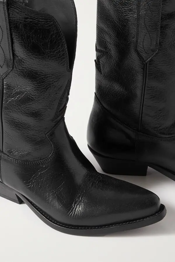 golden goose - Golden Goose Low Wish Star Textured-leather Cowboy Boots