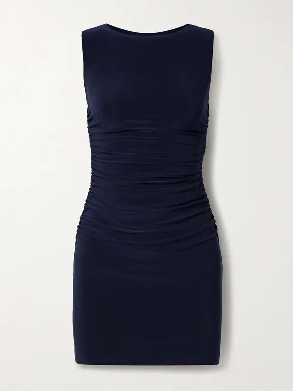 Norma Kamali Pickleball Ruched Stretch-jersey Mini Dress