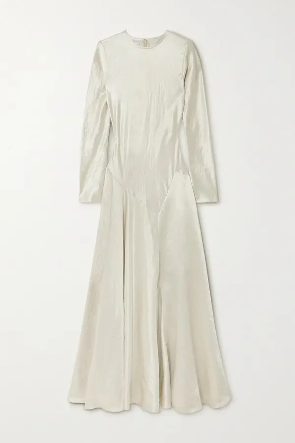 ABADIA Yara Hammered-satin Gown - Silver