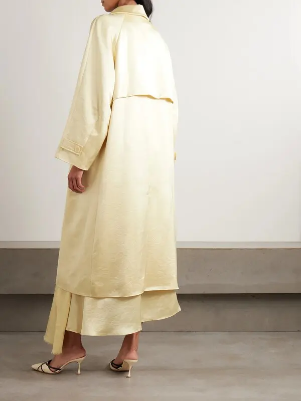 ABADIA Double-breasted Satin-twill Trench Coat