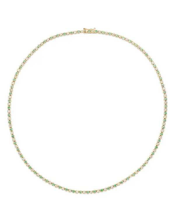 Bloomingdale'S Emerald And Diamond Tennis Necklace - Green/gold