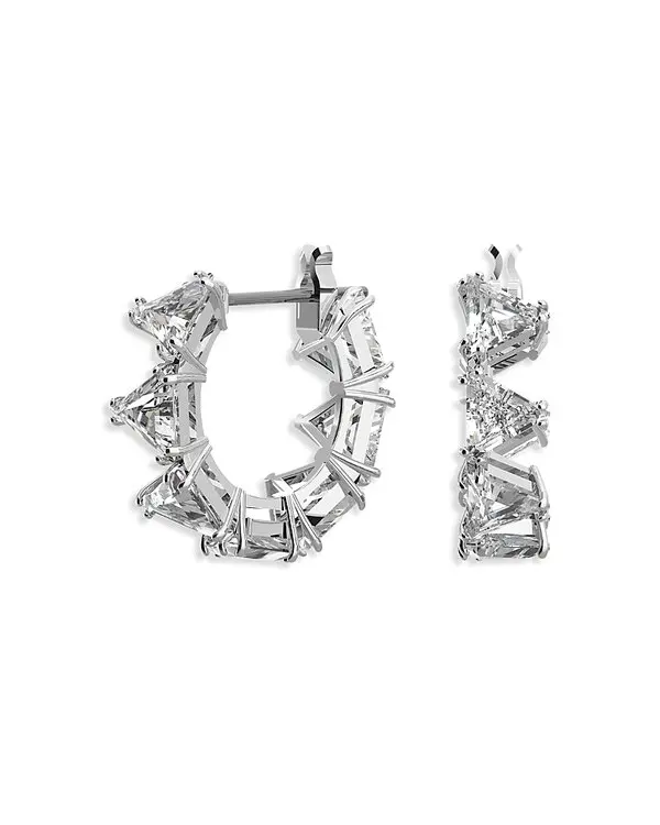 SWAROVSKI Matrix Triangle Cut Small Hoop Earrings - Silver