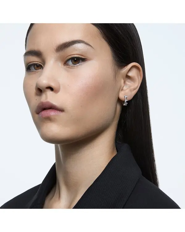 SWAROVSKI Matrix Triangle Cut Small Hoop Earrings - Silver