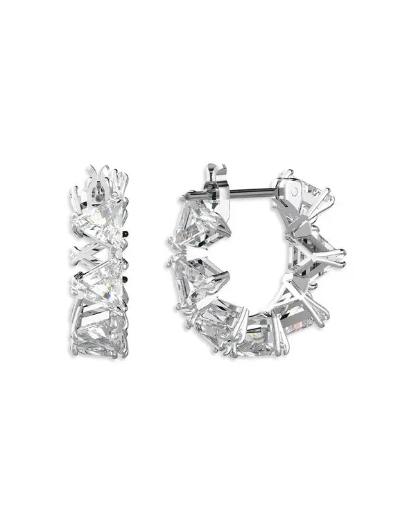 SWAROVSKI Matrix Triangle Cut Small Hoop Earrings - Silver