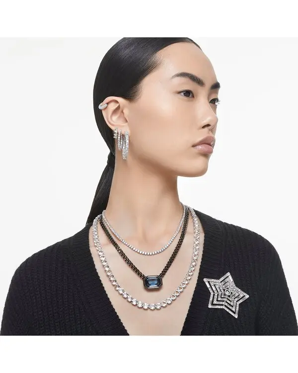 SWAROVSKI Matrix Triangle Cut Small Hoop Earrings - Silver