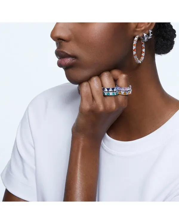 SWAROVSKI Matrix Triangle Cut Small Hoop Earrings - Silver