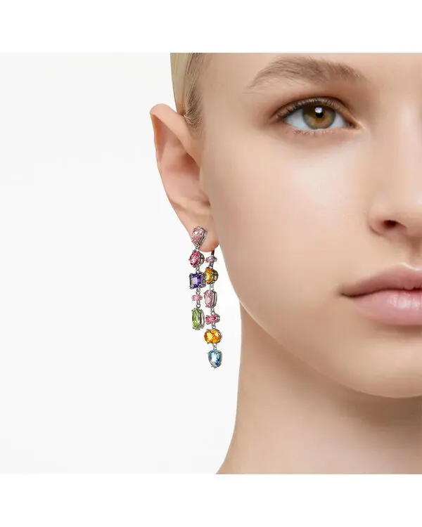 SWAROVSKI Gema Rhodium-plated Linear Earrings - Multi