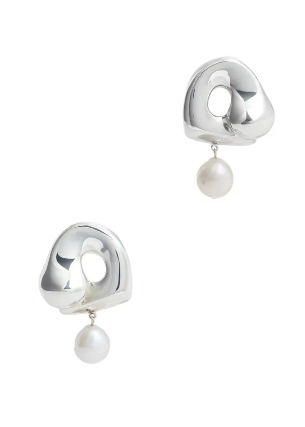 Agmes X Simone Bodmer-turner Sandra Large Sterling Drop Earrings - Silver