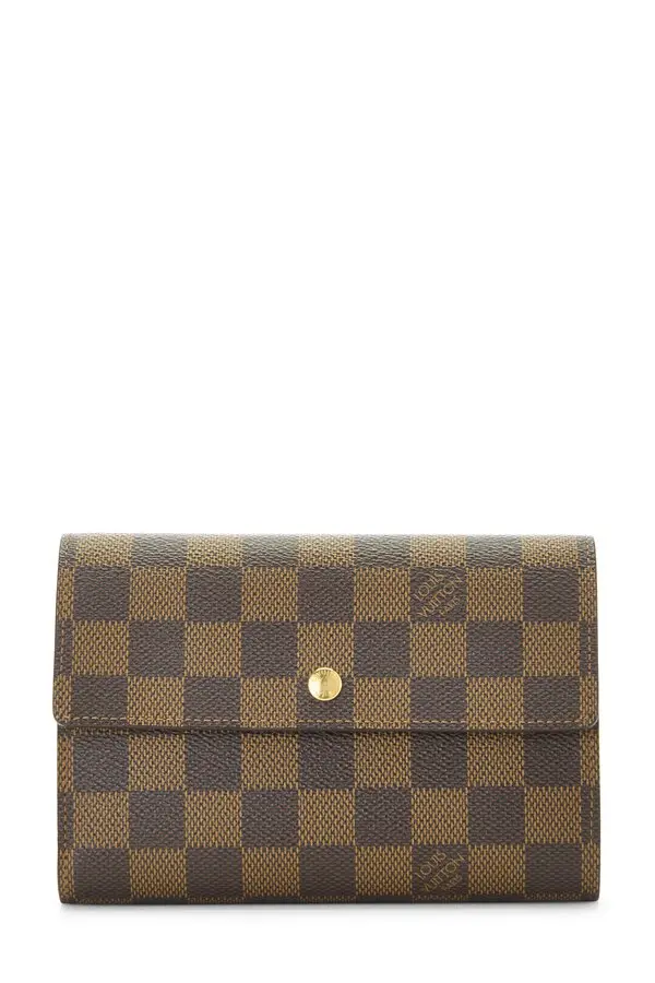 LOUIS VUITTON Damier Ebene Porte Tresor Wallet - Brown