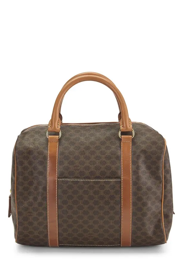 Celine Coated Canvas Macadam Handbag - Brown