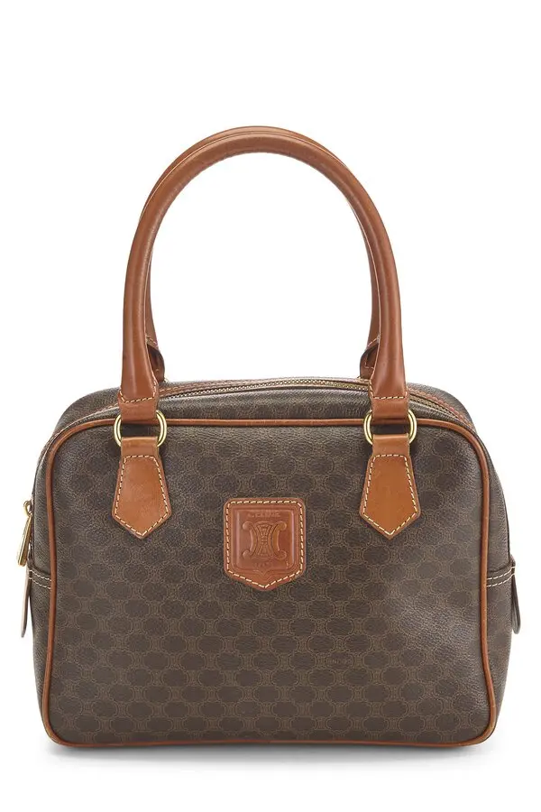 Celine Coated Canvas Macadam Handbag - Brown