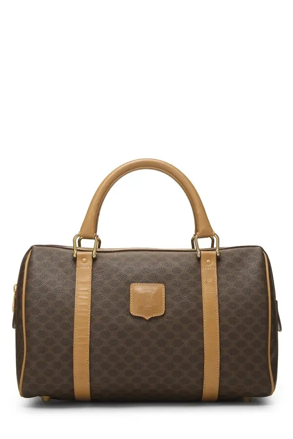 Celine Coated Canvas Macadam Handbag - Brown