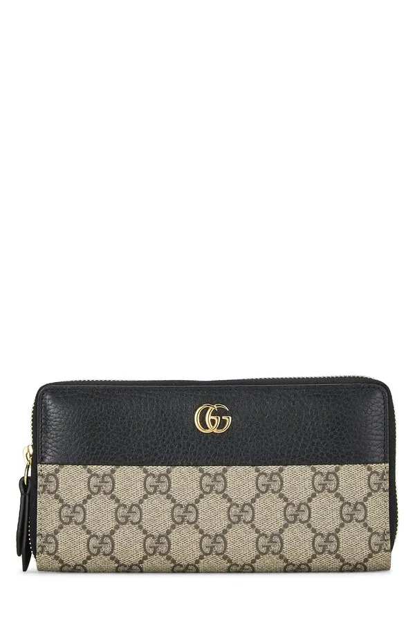 Gucci Gg Supreme Canvas Zip Around Wallet - Beige