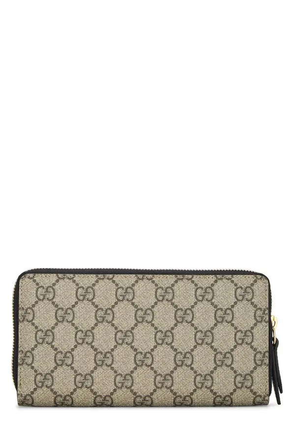 Gucci Gg Supreme Canvas Zip Around Wallet - Beige