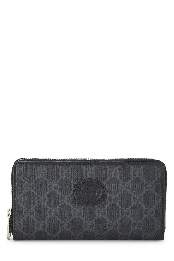 Gucci Gg Supreme Canvas Zip Around Wallet - Black