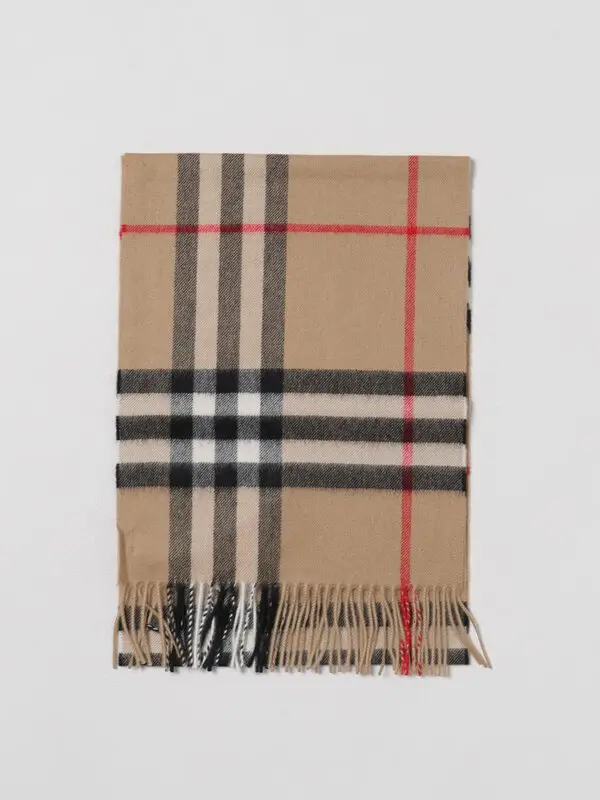Burberry Scarf In Check Cashmere - Beige
