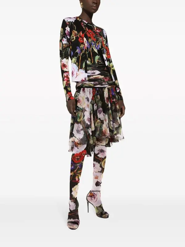 Dolce & Gabbana Floral-print Silk Tank Top - Black