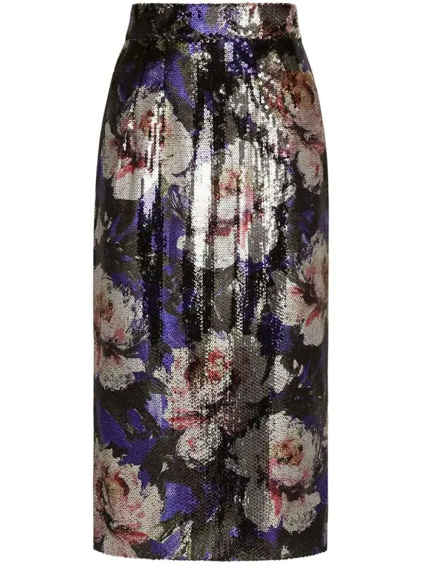 Dolce & Gabbana Sequin-embellished Midi Skirt - Purple