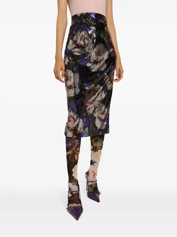 Dolce & Gabbana Sequin-embellished Midi Skirt - Purple