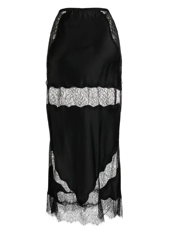 Cynthia Rowley Charmeuse Lace Silk Skirt - Black | Editorialist