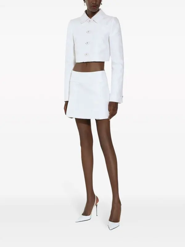Dolce & Gabbana Monogram Jacquard Cropped Jacket - White