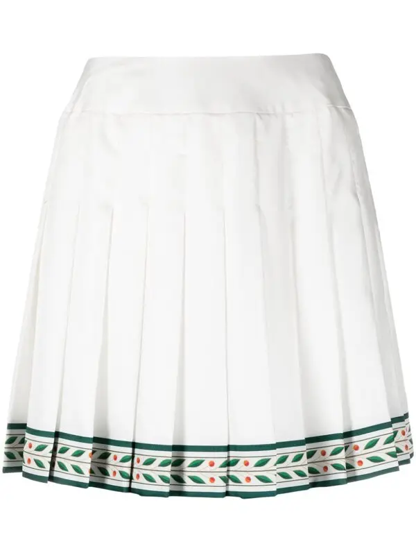 Casablanca Laurel Pleated Miniskirt - White