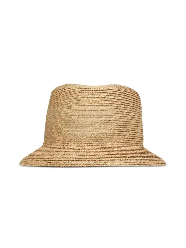 Saint Laurent Logo-plaque Straw Bucket Hat - Brown