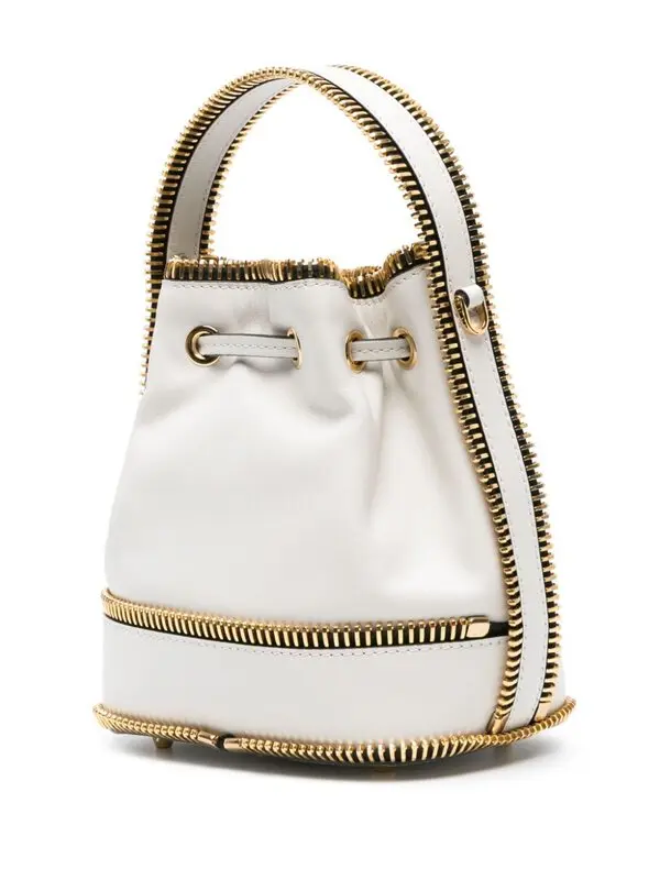 Moschino Exposed-zip Leather Bucket Bag