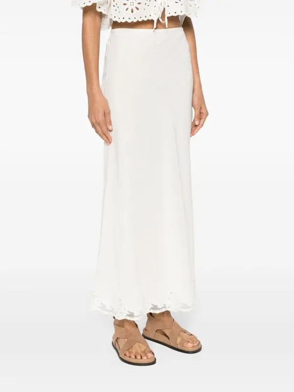 Rixo Crystal Lace-trim Midi Skirt