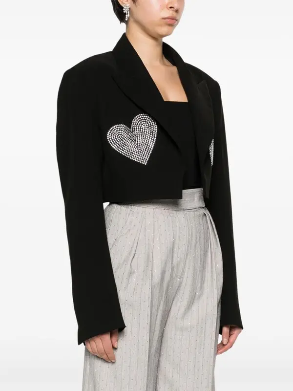 NISSA Rhinestone-heart Cropped Jacket