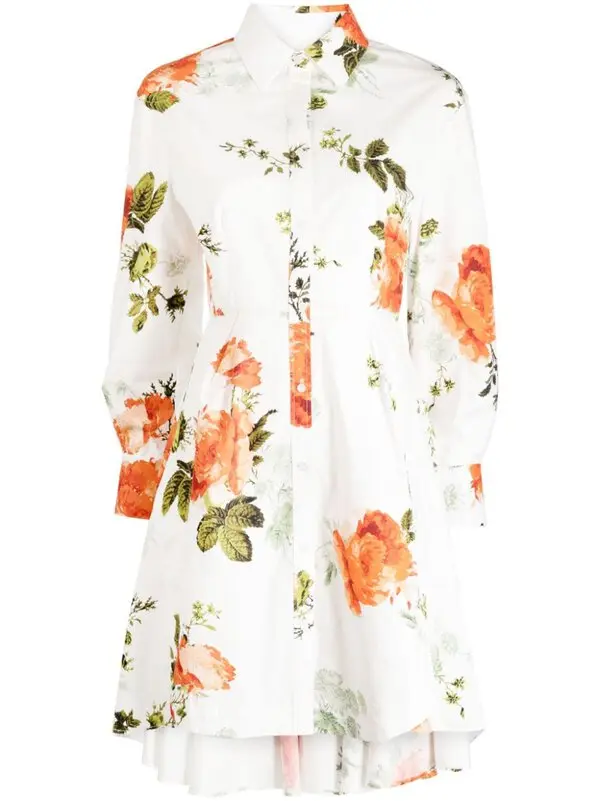 Erdem Floral-print Cotton Mini Shirtdress - White