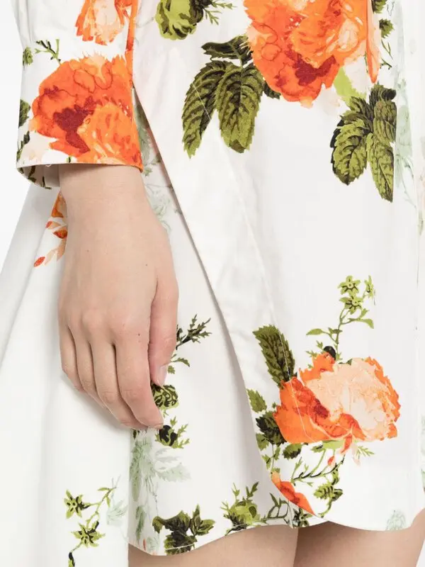 Erdem Floral-print Cotton Mini Shirtdress