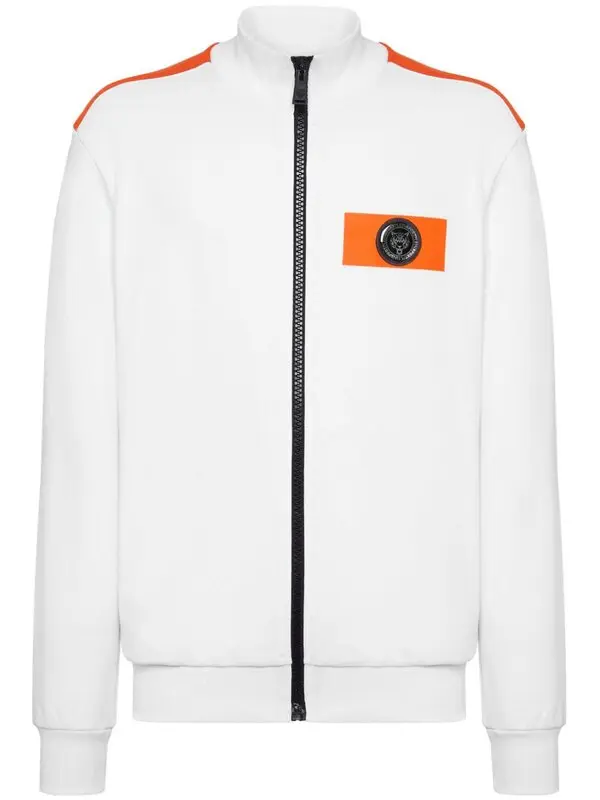 PLEIN SPORT Logo Patch Zip-up Jacket - White