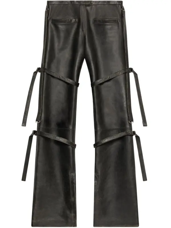 COURREGES Buckled Leather Straight-leg Trousers