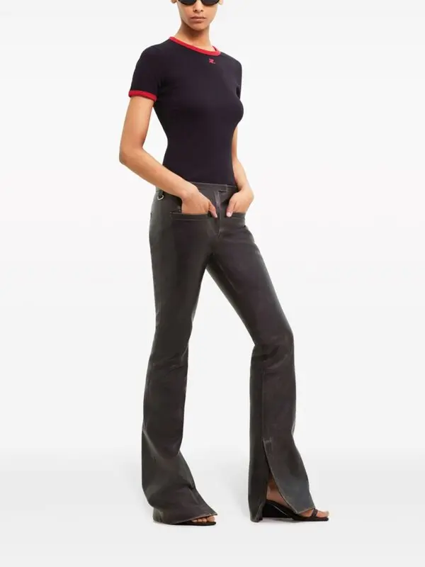 COURREGES Buckled Leather Straight-leg Trousers